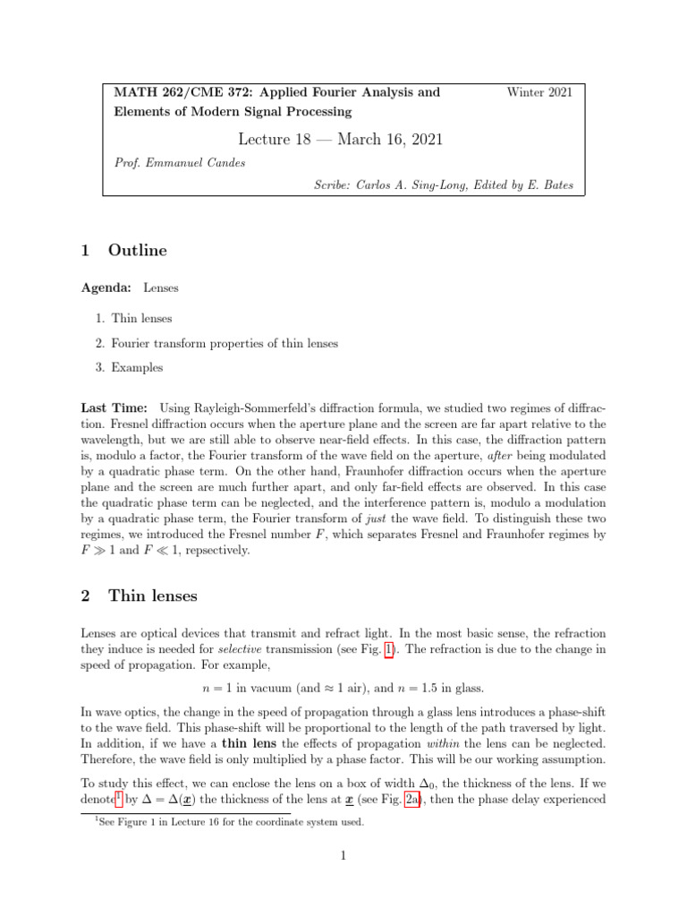 Lecture 18 Pdf Diffraction Optics