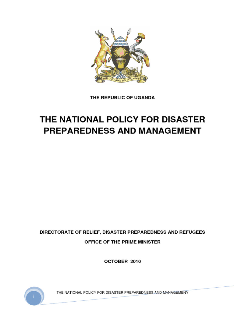 Disaster Policy For Uganda | PDF | Emergency Management | Natural Disasters