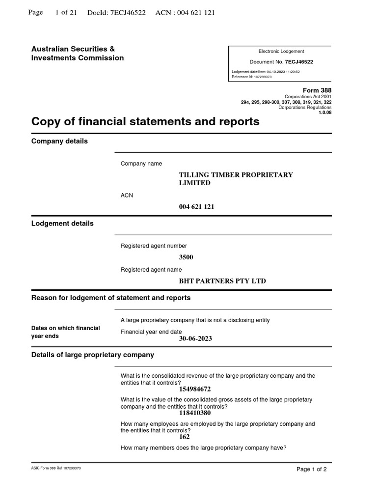 Tilling Timber Financial Report 2023 | PDF | Deferred Tax | Tax Expense