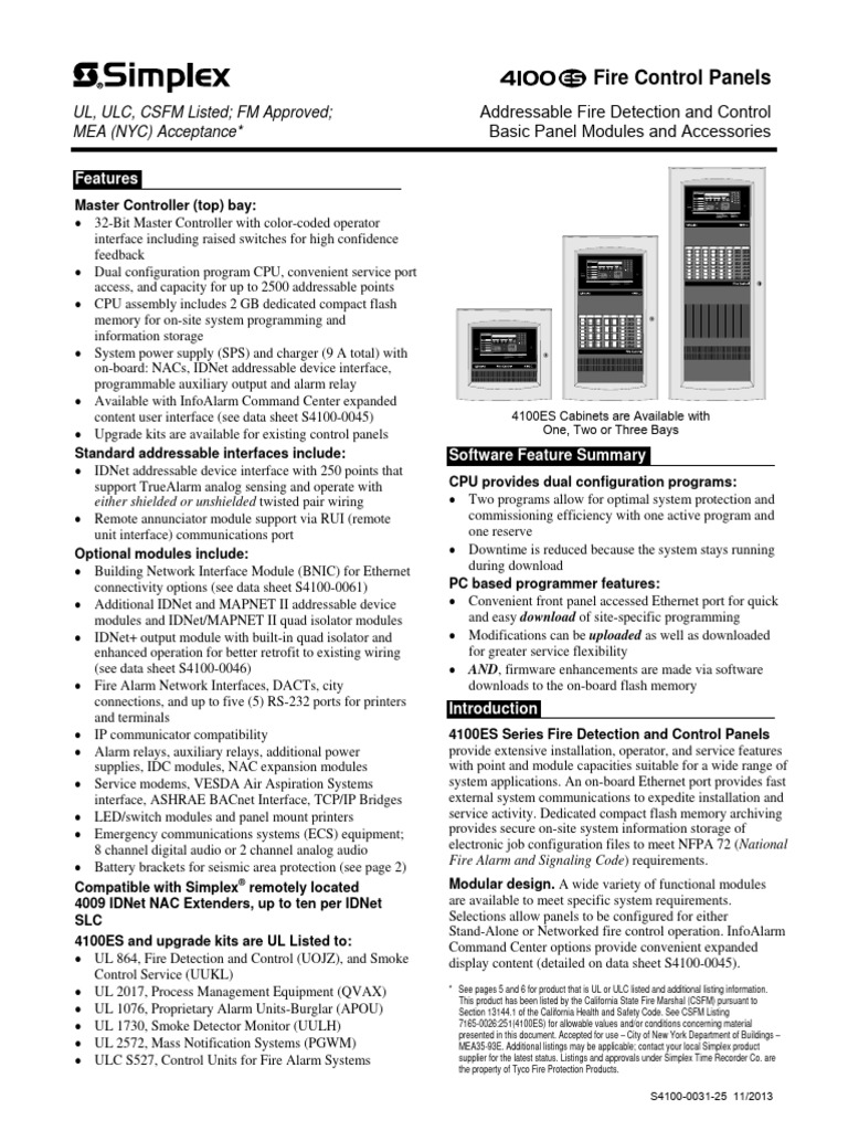 Addressable Control Panel 4100 ES 4100-9211 | PDF | Computer Network ...