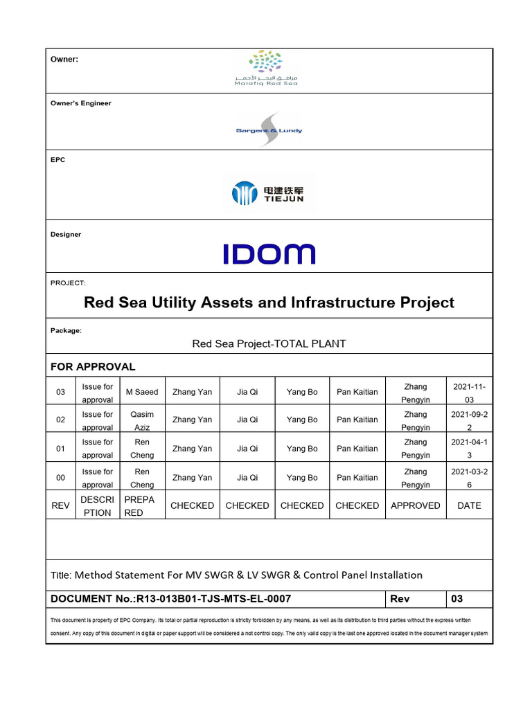 v03 MS For MV SWGR & LV SWGR & Control Panel Installation | PDF | Screw ...