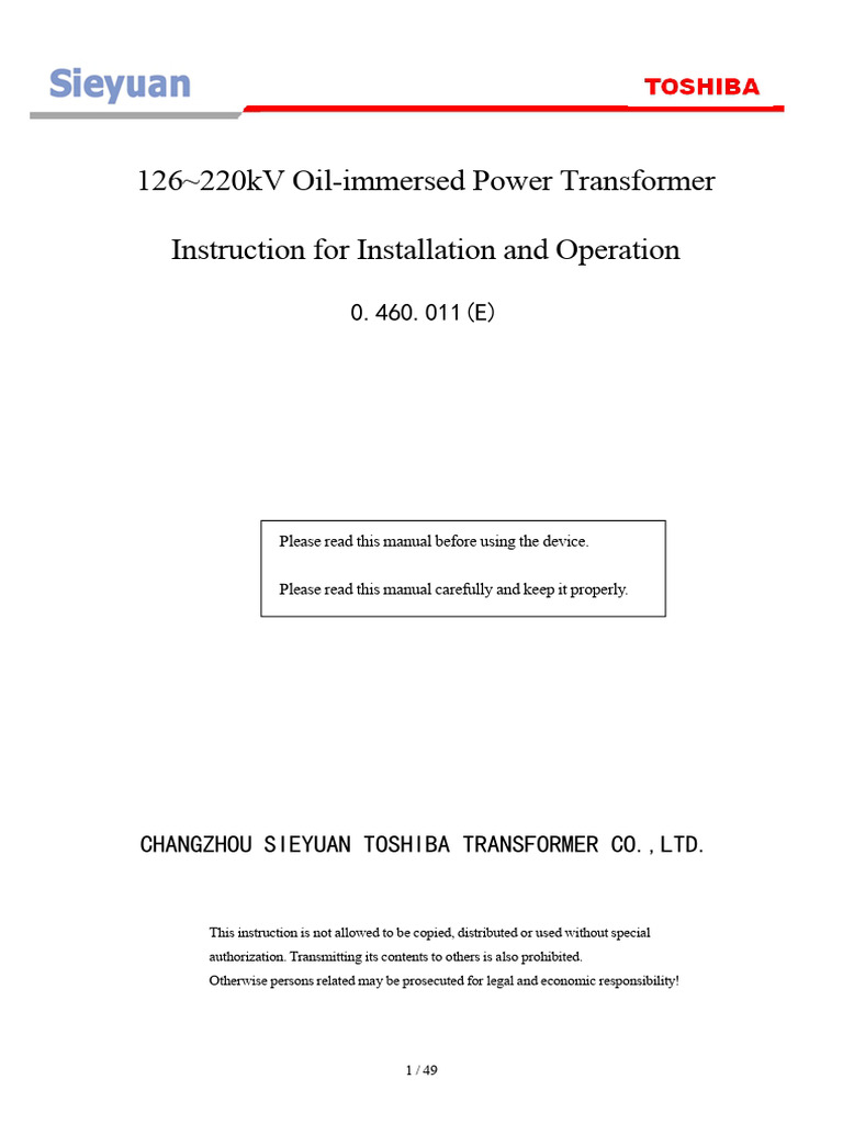 A11-Oil-immersed Power Transformer Instruction For Installation and ...
