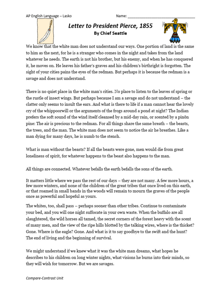 Chief Seattle's 1855 Letter to Pierce | PDF | Poetry | Young Adult