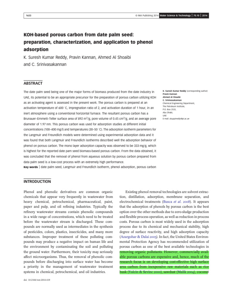 Sureshkumarreddy 2014 | PDF | Adsorption | Physical Sciences