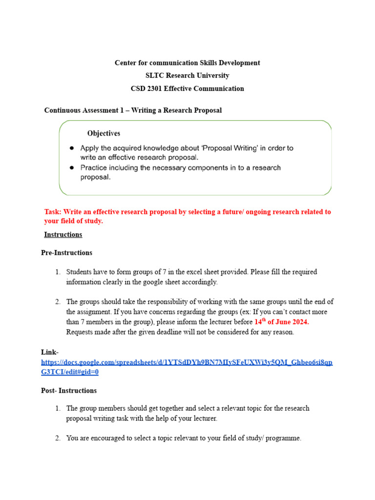CSD 2301 CA 1 - Instruction Sheet | PDF | Human Communication | Cognition