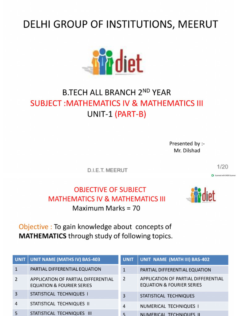 B.tech All Branch (Mathematics IV & III) Unit-1 (Part-B) PPT PDF | PDF