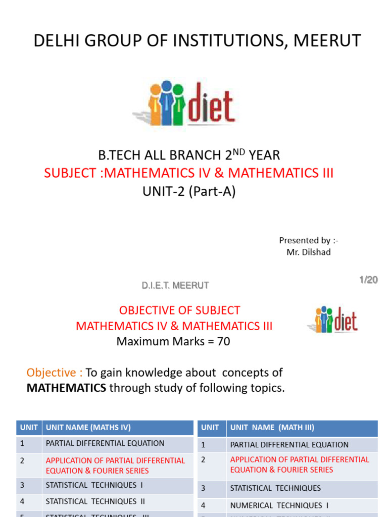 B.tech All Branch (Mathematics IV & III) Unit-2 (Part-A) PPT PDF | PDF ...