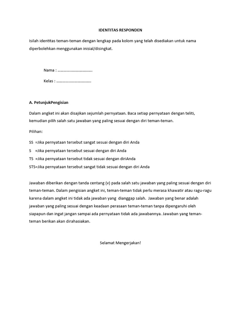 Angket Kuesioner | PDF