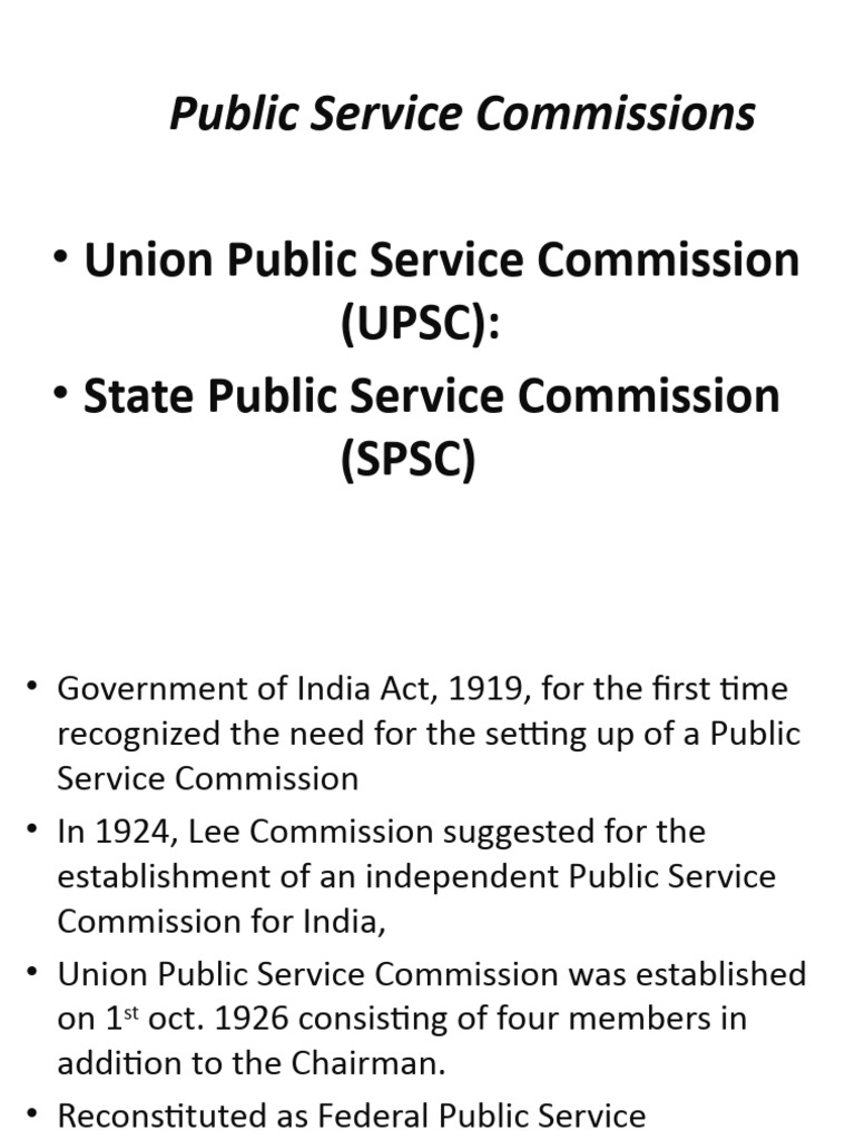 Public Service Commissions: - Union Public Service Commission - State ...