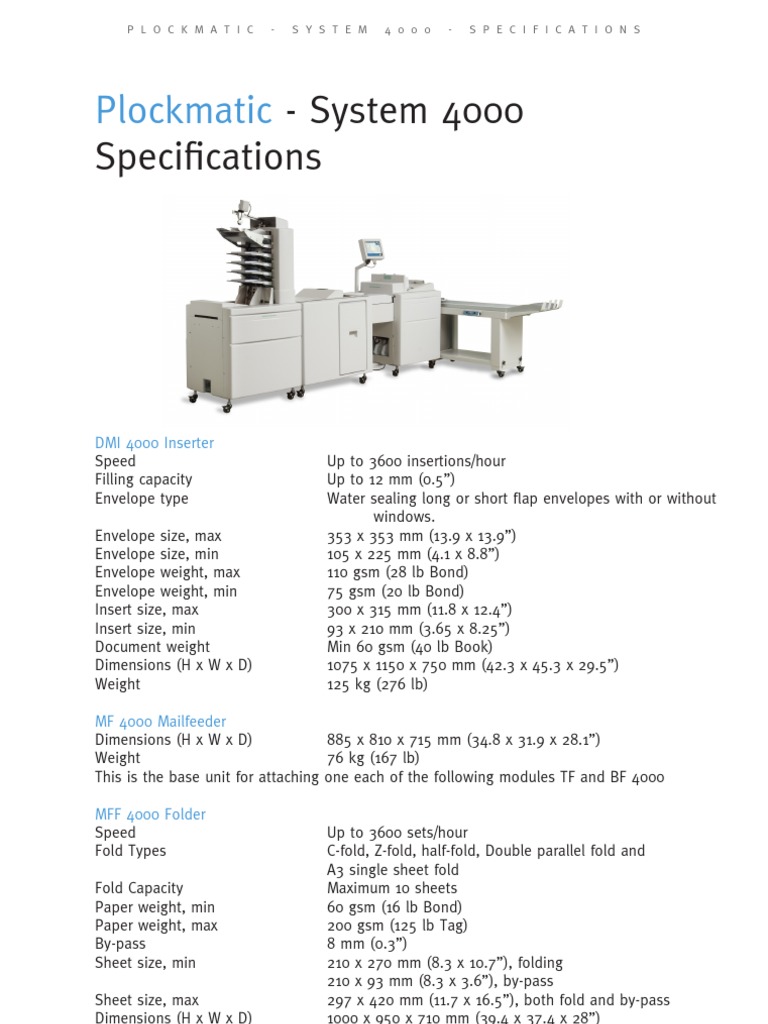 System 4000 - Specifications | PDF | Envelope | Electrical Engineering