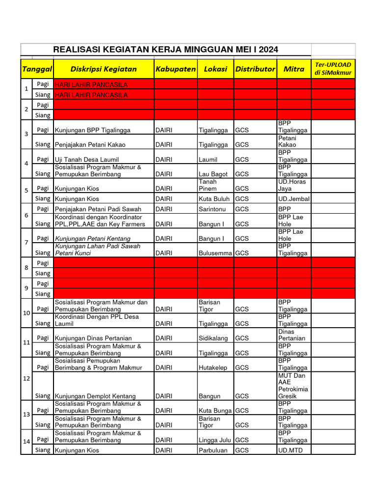 Realisasi Kegiatan Kerja Mingguan Juni I 2024 | PDF | Teknologi & Rekayasa