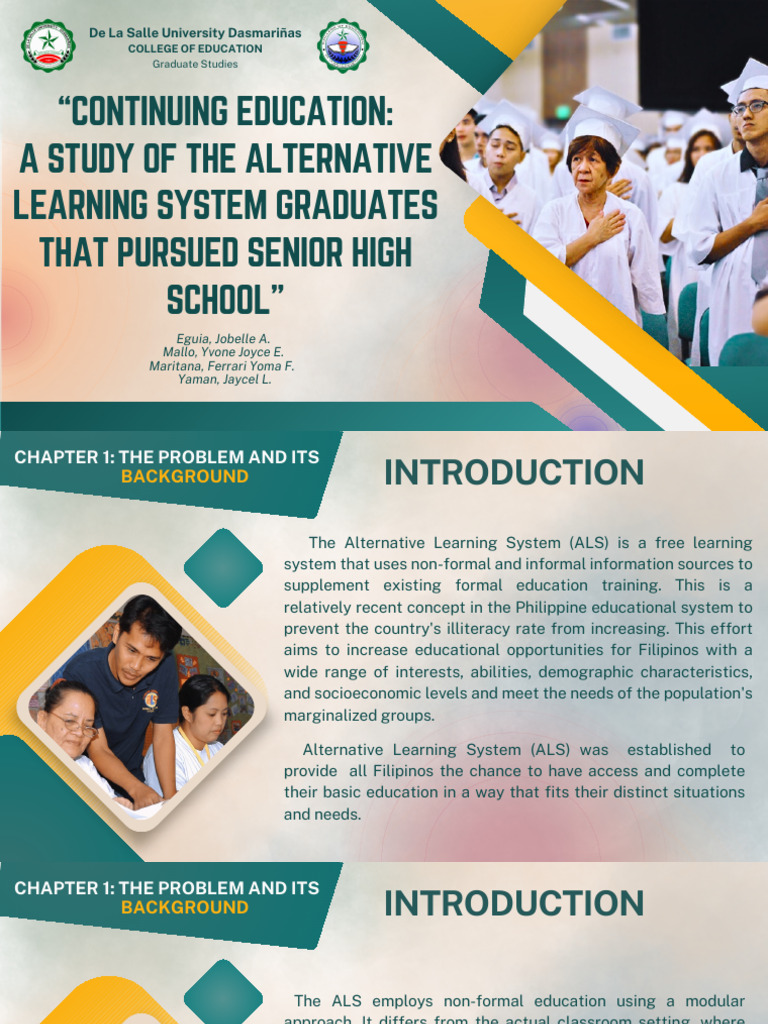 "Continuing Education A Study of The Alternative Learning System ...