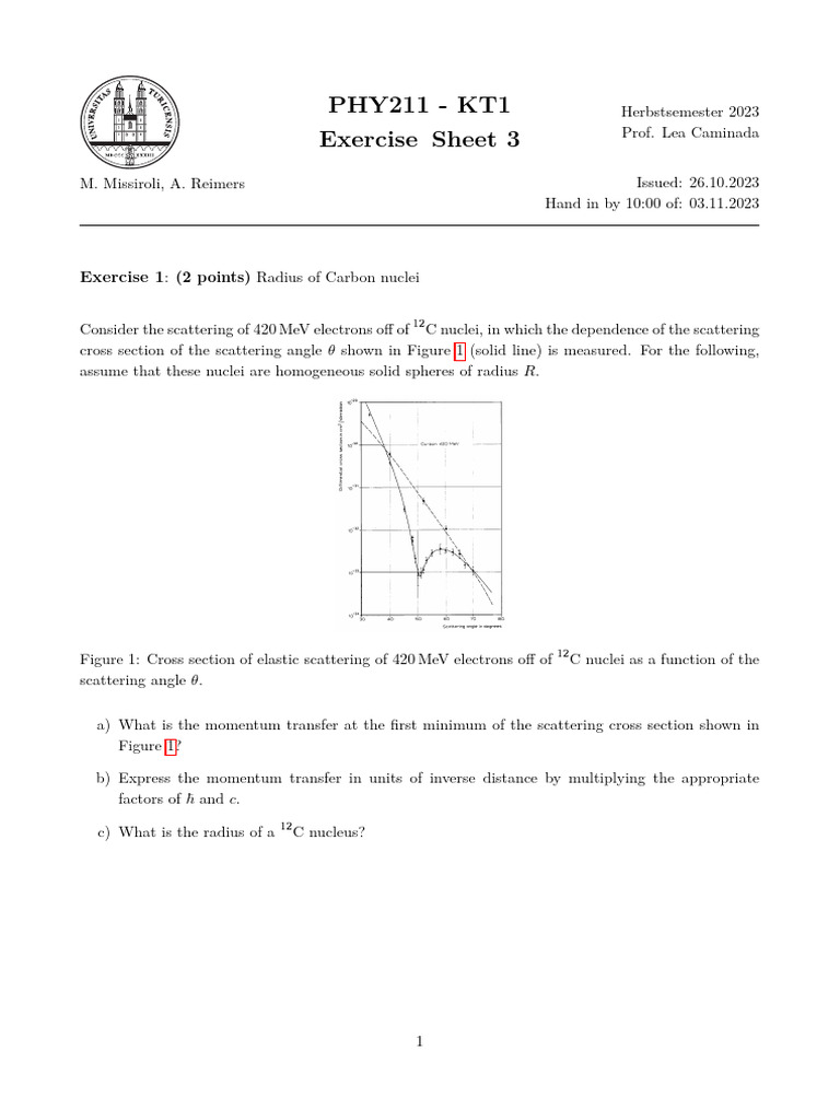 PHY211 HS23 Ex03 | PDF | Atomic Nucleus | Nuclear Reaction