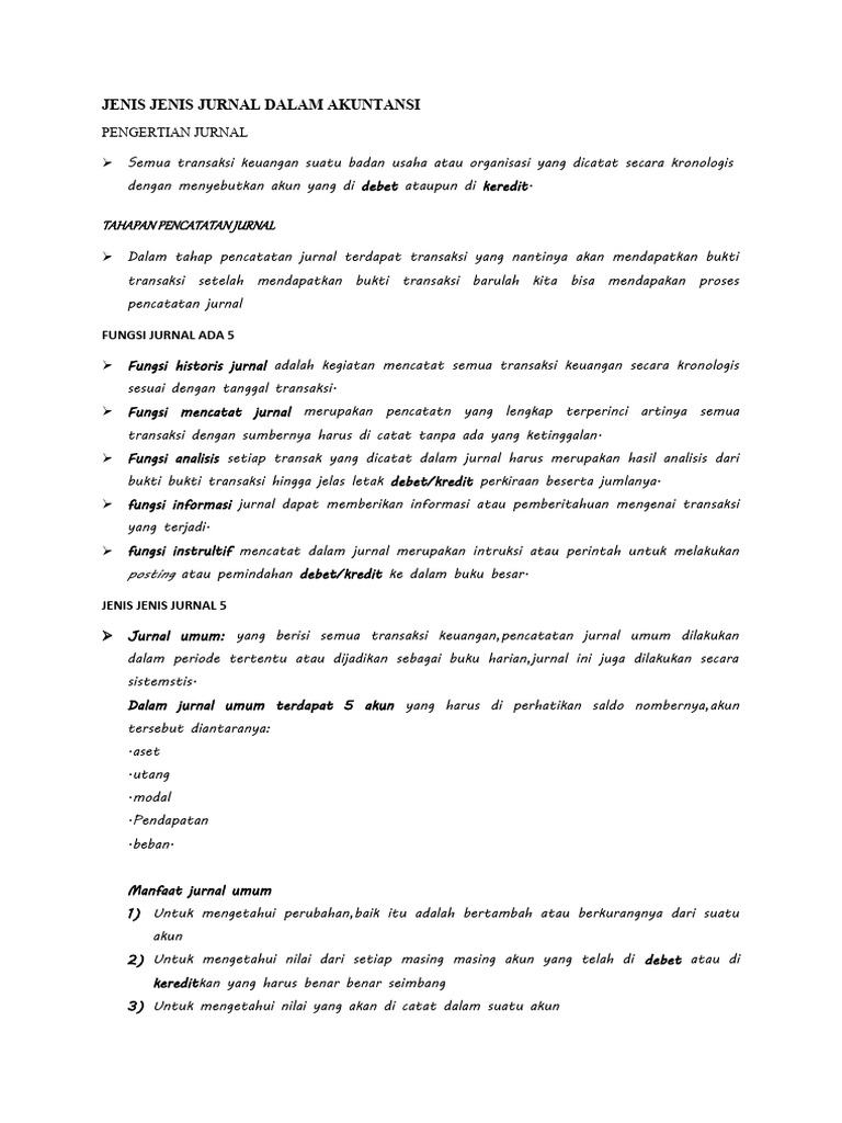 JENIS JENIS JURNAL DALAM AKUNTANSI( DI DULUAR MATKUL) | PDF
