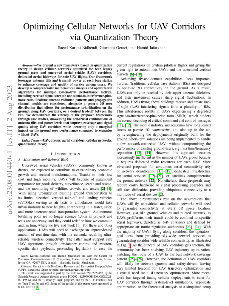 Optimizing Cellular Networks For UAV Corridors | PDF | Unmanned Aerial Vehicle | Antenna (Radio)