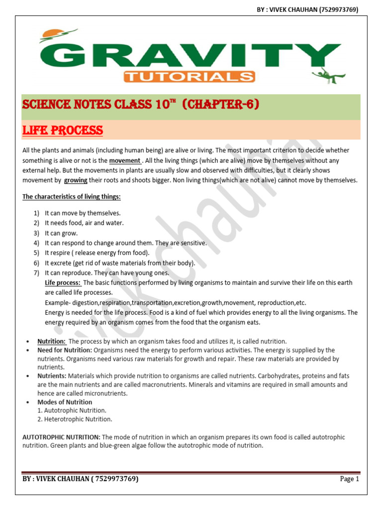 Chapter-6 Life Process | PDF | Respiratory Tract | Cellular Respiration