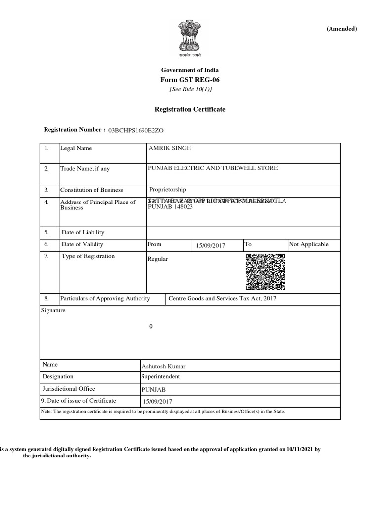 (Amended) : Form GST REG-06 | PDF | Taxes | Government
