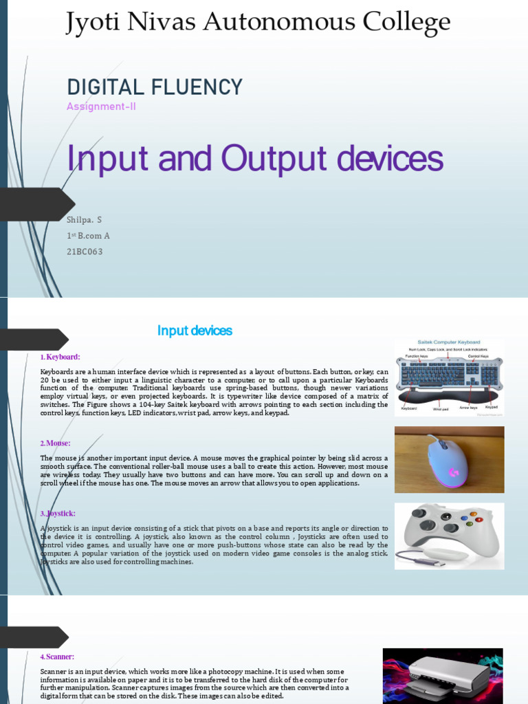 Input and Output Devices Assisgment-2 (Unit-2) | PDF | Printer ...