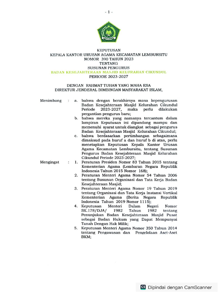 SK BKM Cikundul | PDF