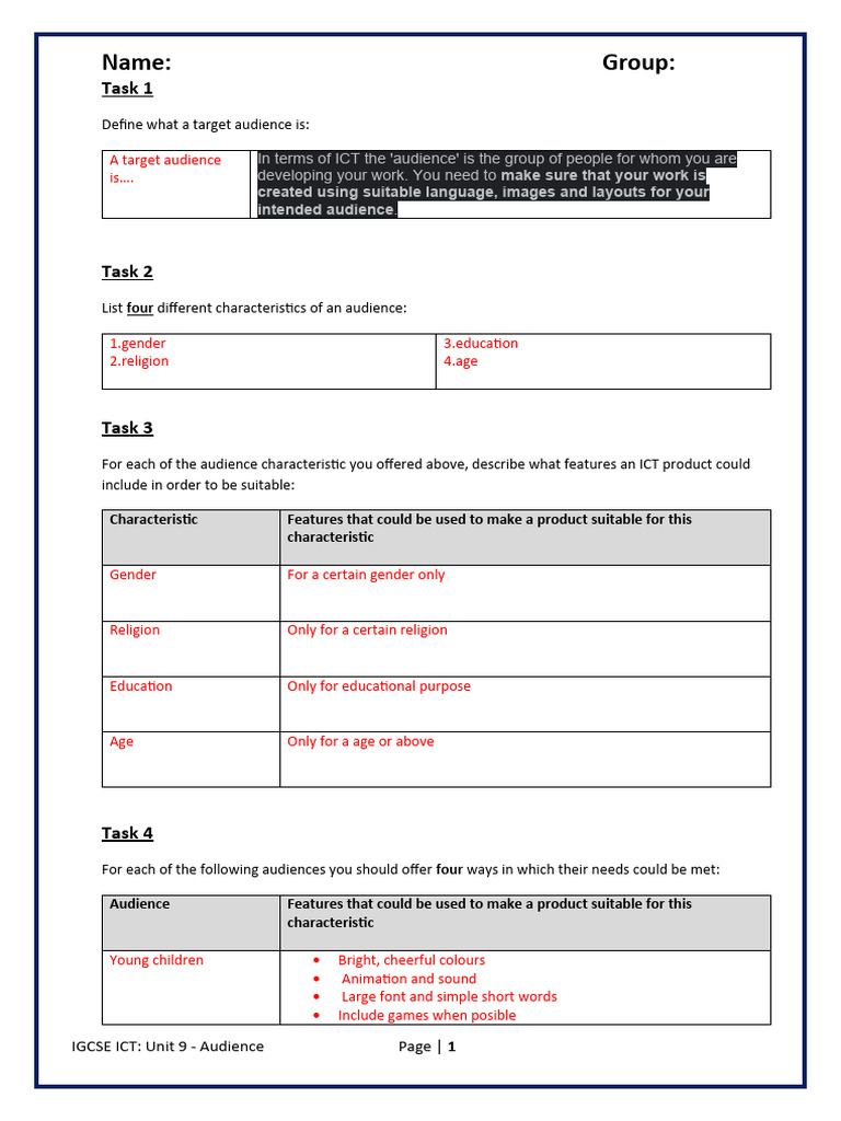 Audience Worksheet | PDF | Email Spam | Internet