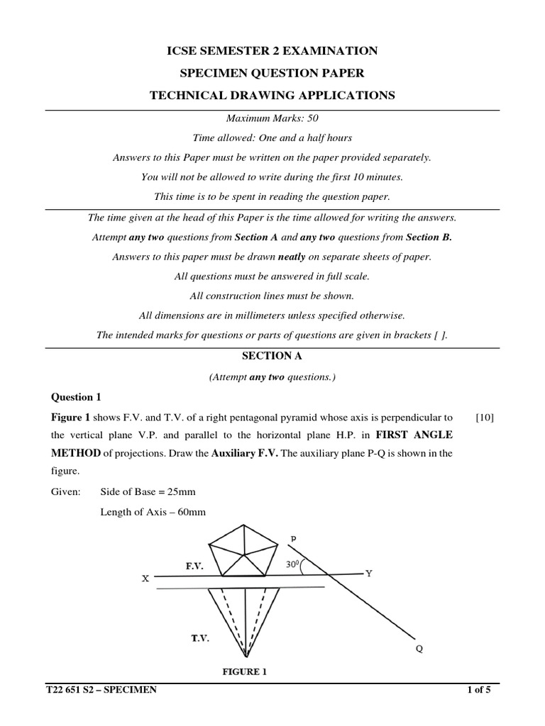 ICSE Technical Drawing Specimen Paper | PDF | Cartesian Coordinate ...