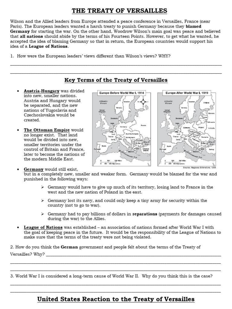 Treaty of Versailles Assignment | PDF | Treaty Of Versailles | French ...