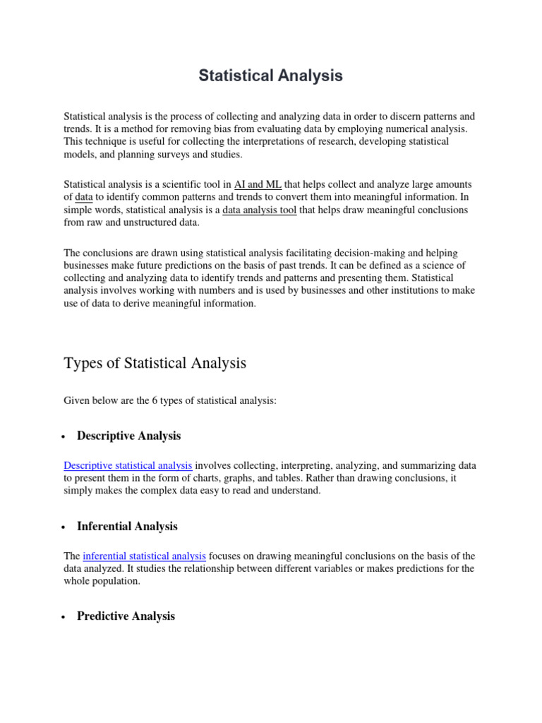Statistical Analysis PDF | PDF | Data Analysis | Statistics
