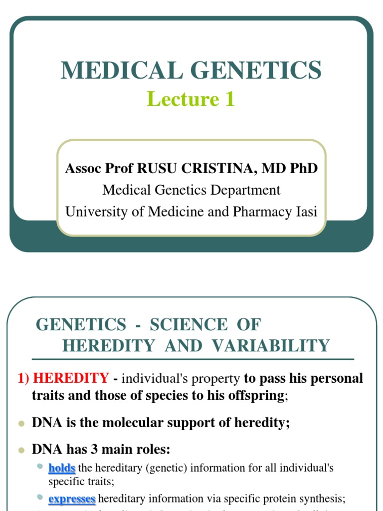 Medical Genetics: Assoc Prof Rusu Cristina, MD PHD | PDF | Phenotypic ...