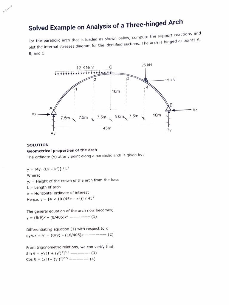 Three-Hinged Arch Analysis Solutions | PDF | Euclidean Geometry ...