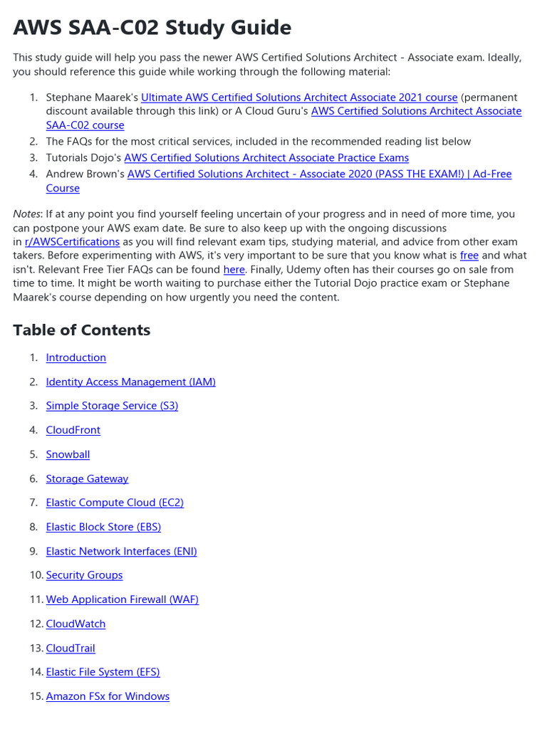 AWS SAA-C02 Exam Study Guide | PDF | Cache (Computing) | Computing