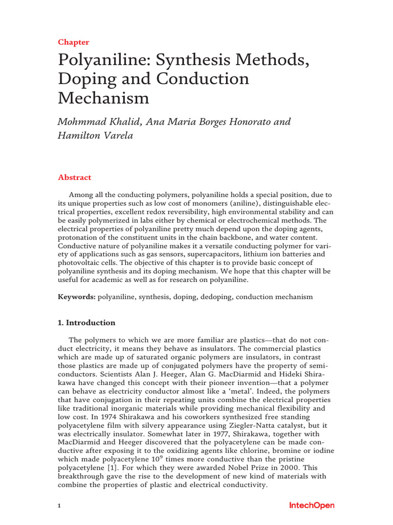 Polyaniline: Synthesis Methods, Doping and Conduction Mechanism | PDF ...