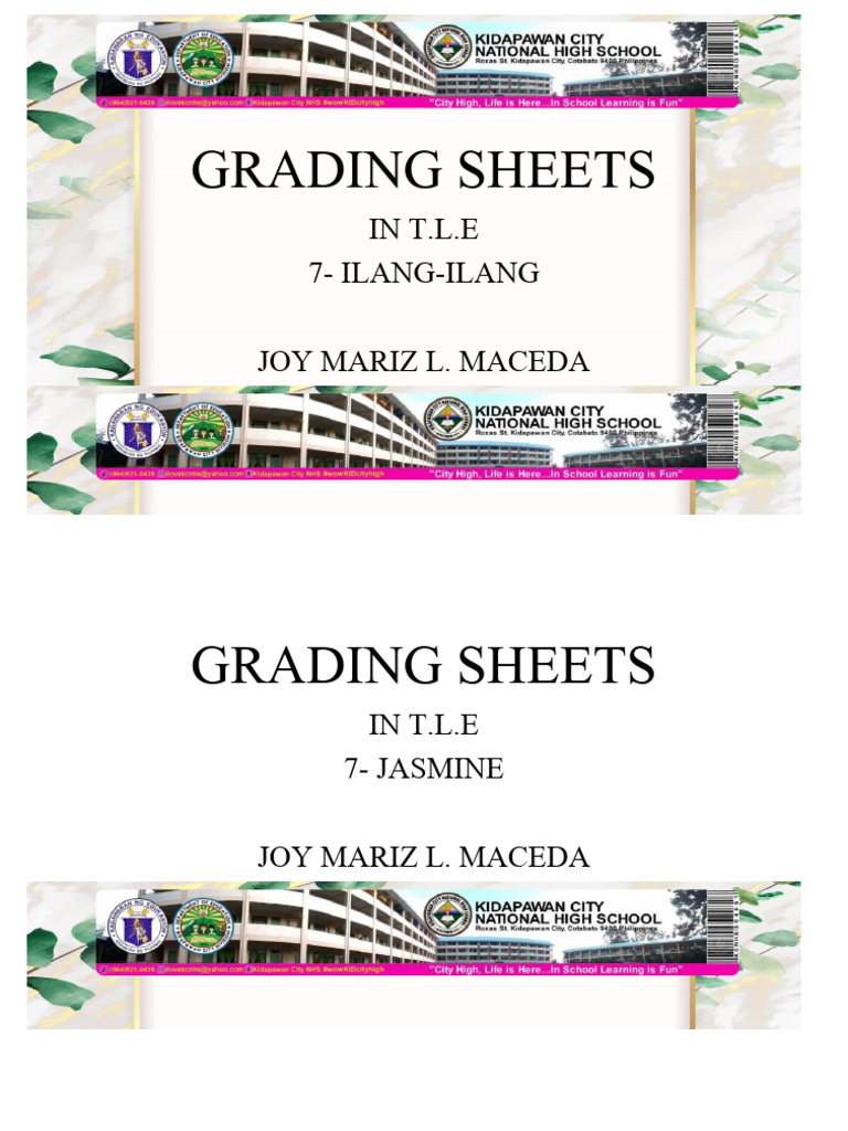 Grading Sheets Cover Page | PDF