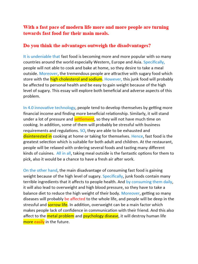 IELTS Writing Task 2-Sample | PDF | Fast Food | Overweight
