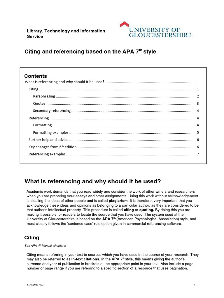 How To Do APA 7th Style Referencing | PDF | Apa Style | Citation