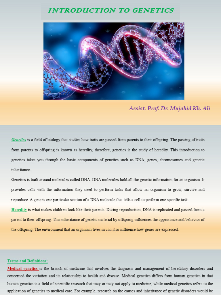 Lecture 1 Genetics | PDF | Genetics | Gene
