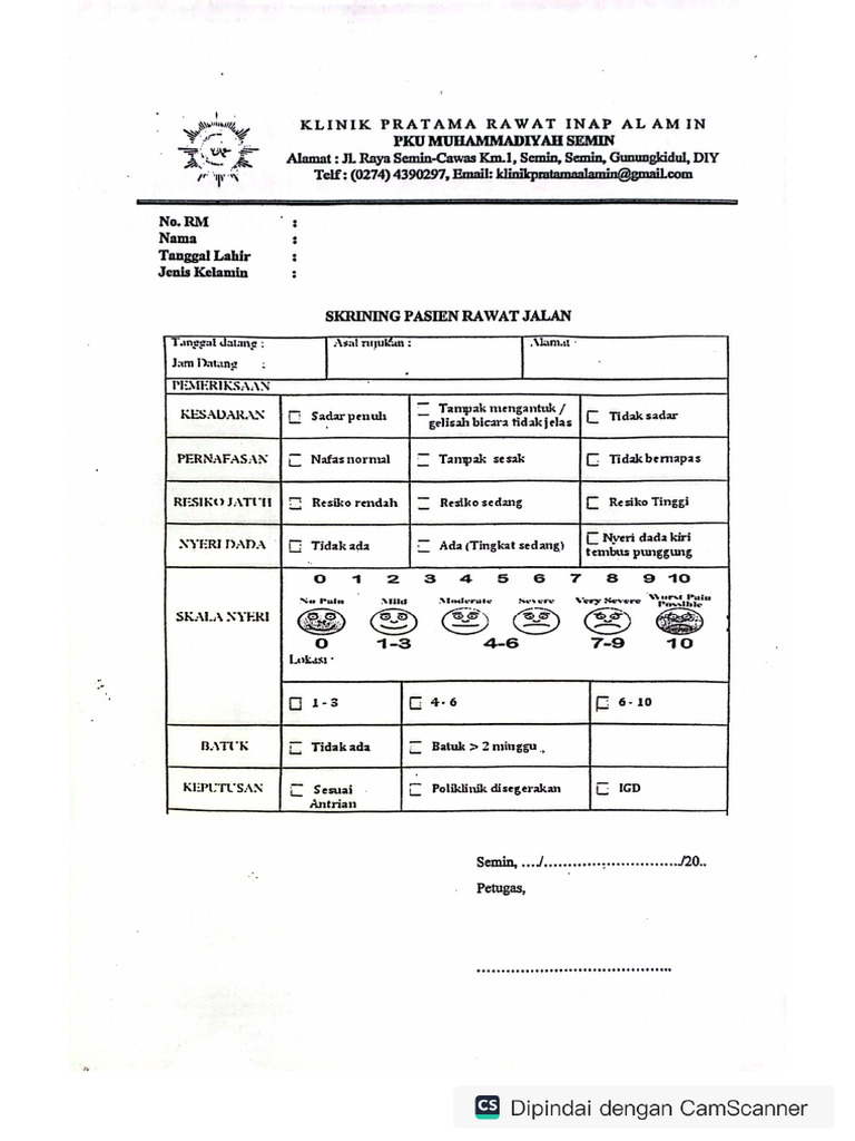 Form Skrining Pasien Rawat Jalan | PDF