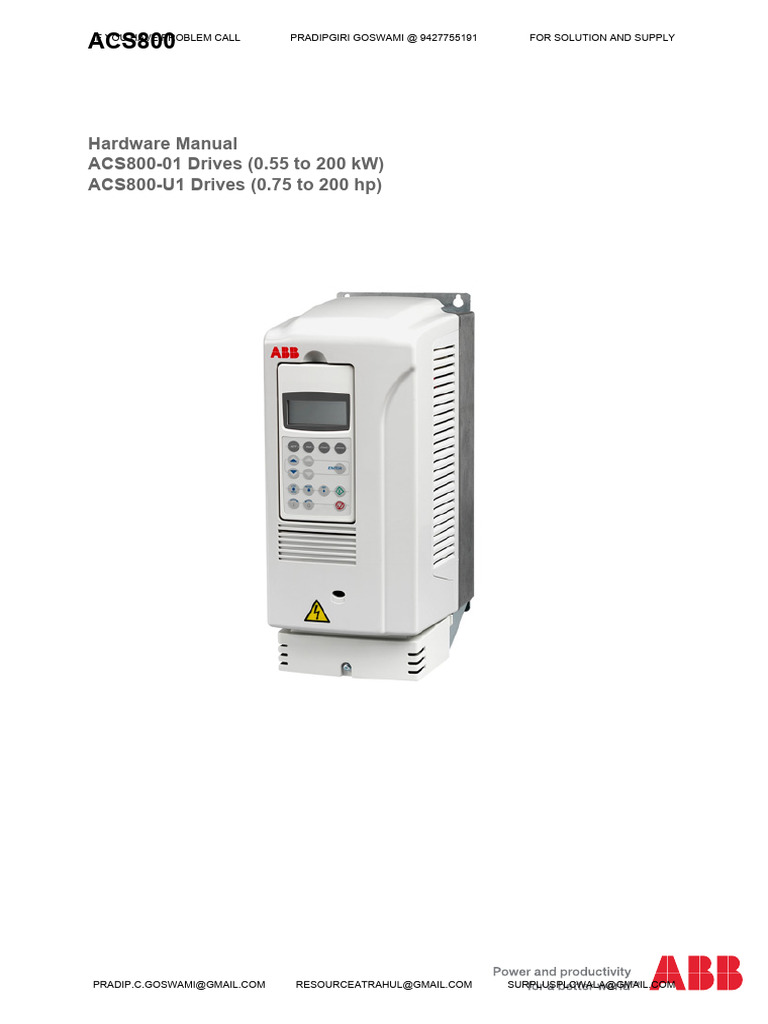 Abb Acs 800 Hardware Manual 200hp | PDF | Electric Motor | Direct Current