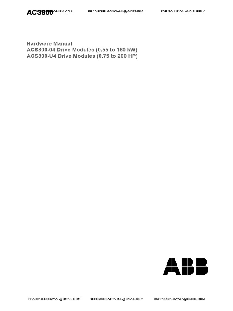 Abb Acs 800-04 Hardware Manual | PDF | Electrical Engineering | Electric Motor