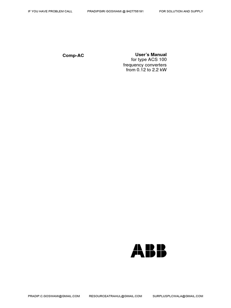 ACS 100 User Manual and Installation Guide | PDF | Power Supply ...