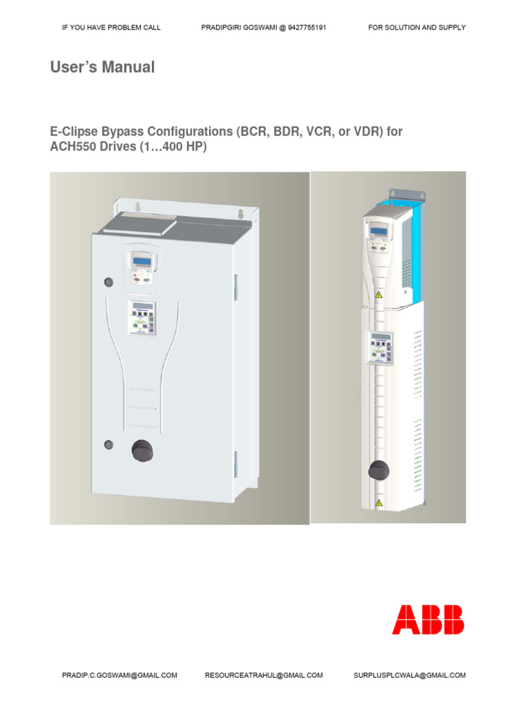 Abb E-Clipse Bypass Configurations (BCR, BDR, VCR, or VDR) For Ach 550 ...