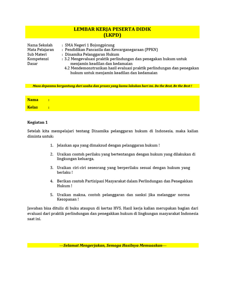 LKPD PPKN: Dinamika Hukum | PDF | Ilmu Sosial