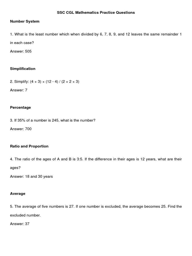 SSC CGL Maths Practice Questions | PDF | Length | Area