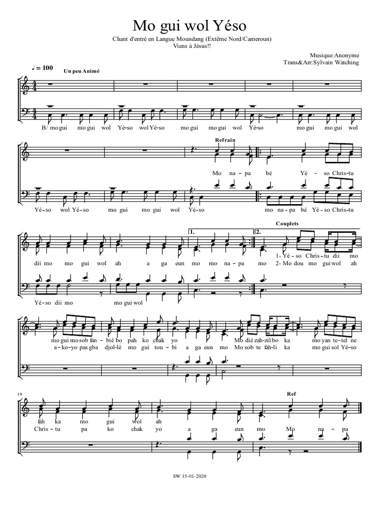 Chant Moundang : Mo gui wol Yéso | PDF