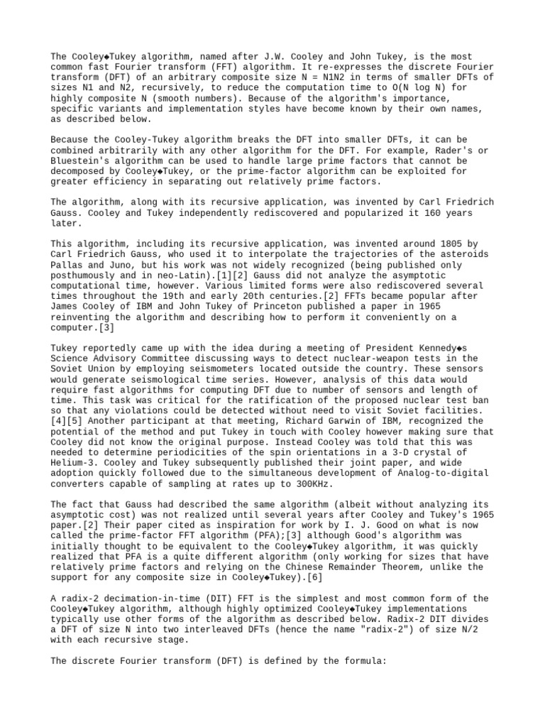 Cooley Tukey Fft Pdf Fast Fourier Transform Fourier Analysis