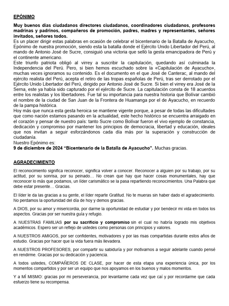 Epónimo, Agradecimiento y Petición | PDF