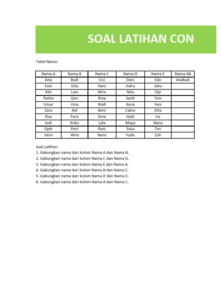 04 Soal Latihan CONCATENATE | PDF