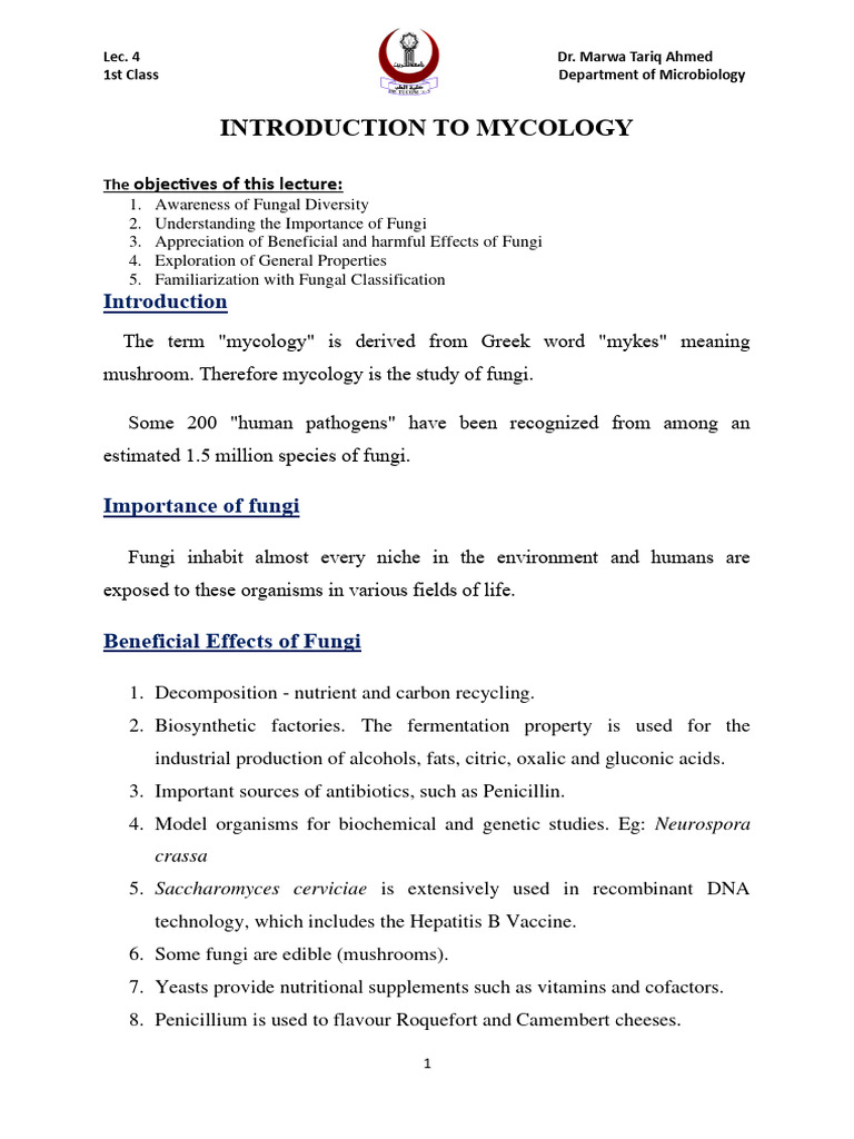Introduction To Mycology | PDF | Fungus | Yeast
