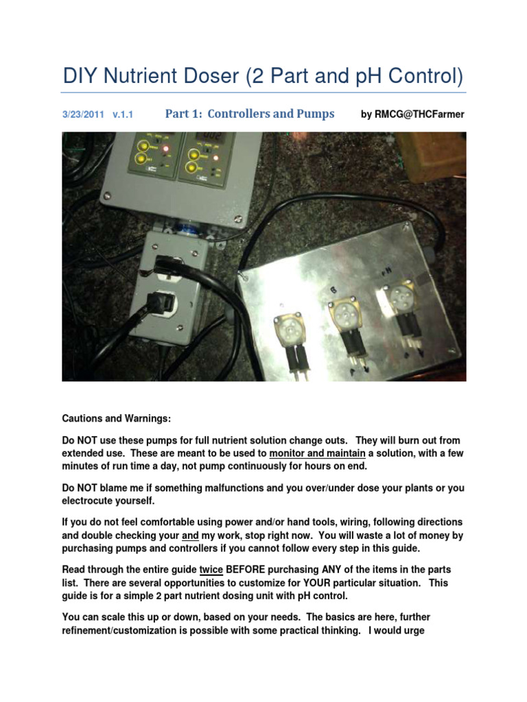 DIY Nutrient Doser PT1A v1.1 | PDF | Electrical Engineering | Equipment
