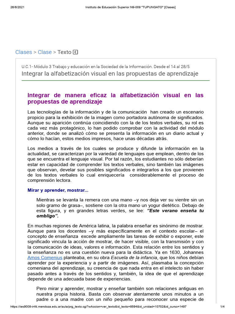 Instituto de Educación Superior N9-009 - TUPUNGATO - (Clases) 3 | PDF | Enseñando | Aprendizaje