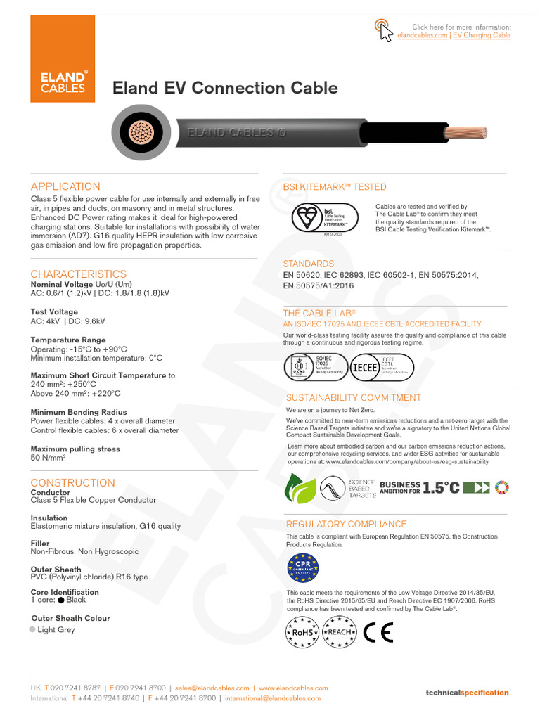 Eland Ev Connection Cable | PDF | Insulator (Electricity ...